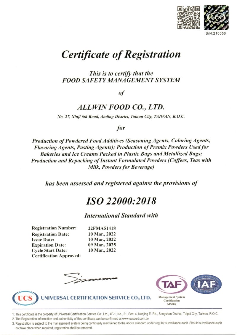 Food Certification | Allwin Food : Crystal Jelly Powder Best Choice
